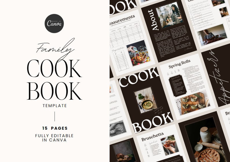 Editable Family Cookbook Template: Canva Recipe Binder (digital ...