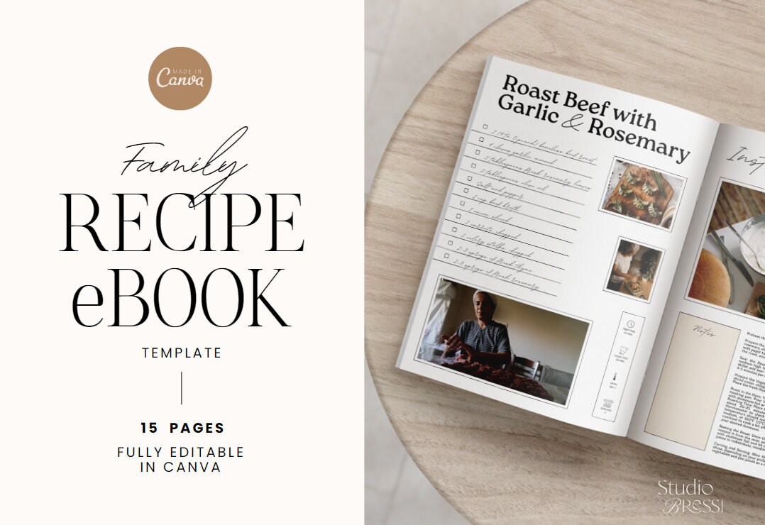 Cook Book Editable Template, Family Cookbook Template Canva, Recipe ...
