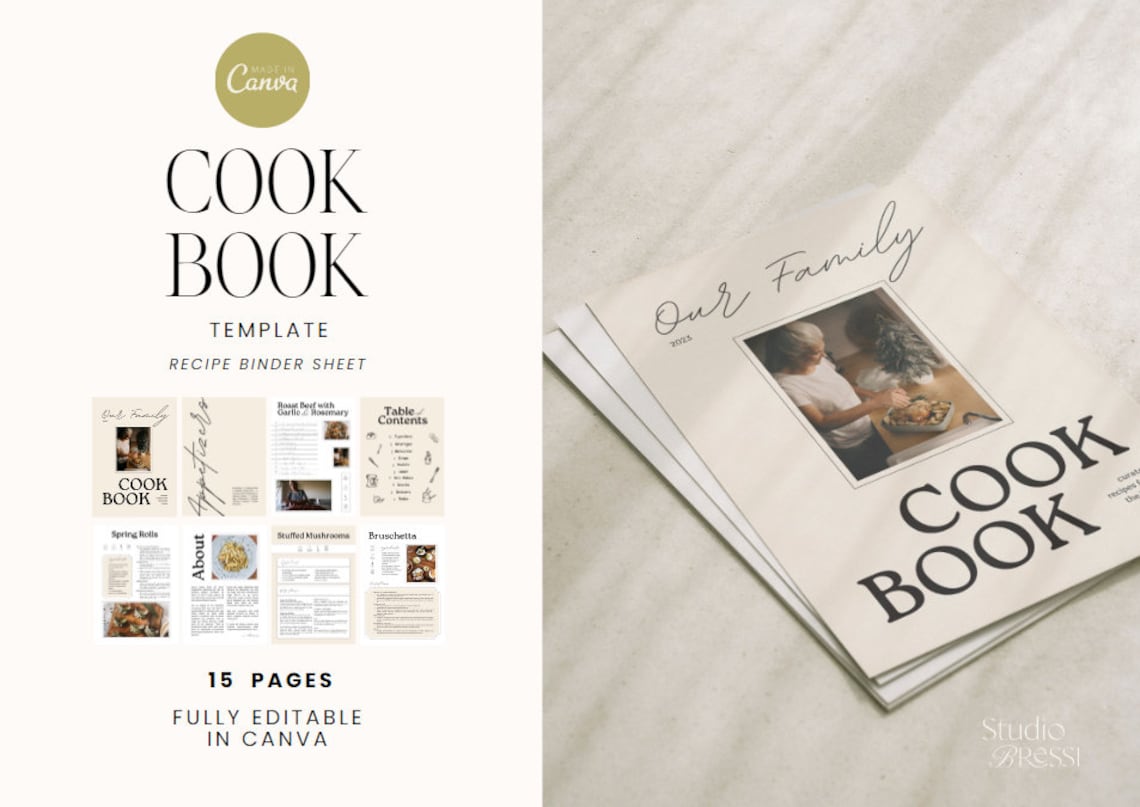 Editable Family Cookbook Template: Canva Recipe Binder (digital ...