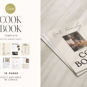 Editable Family Cookbook Template: Canva Recipe Binder (digital ...