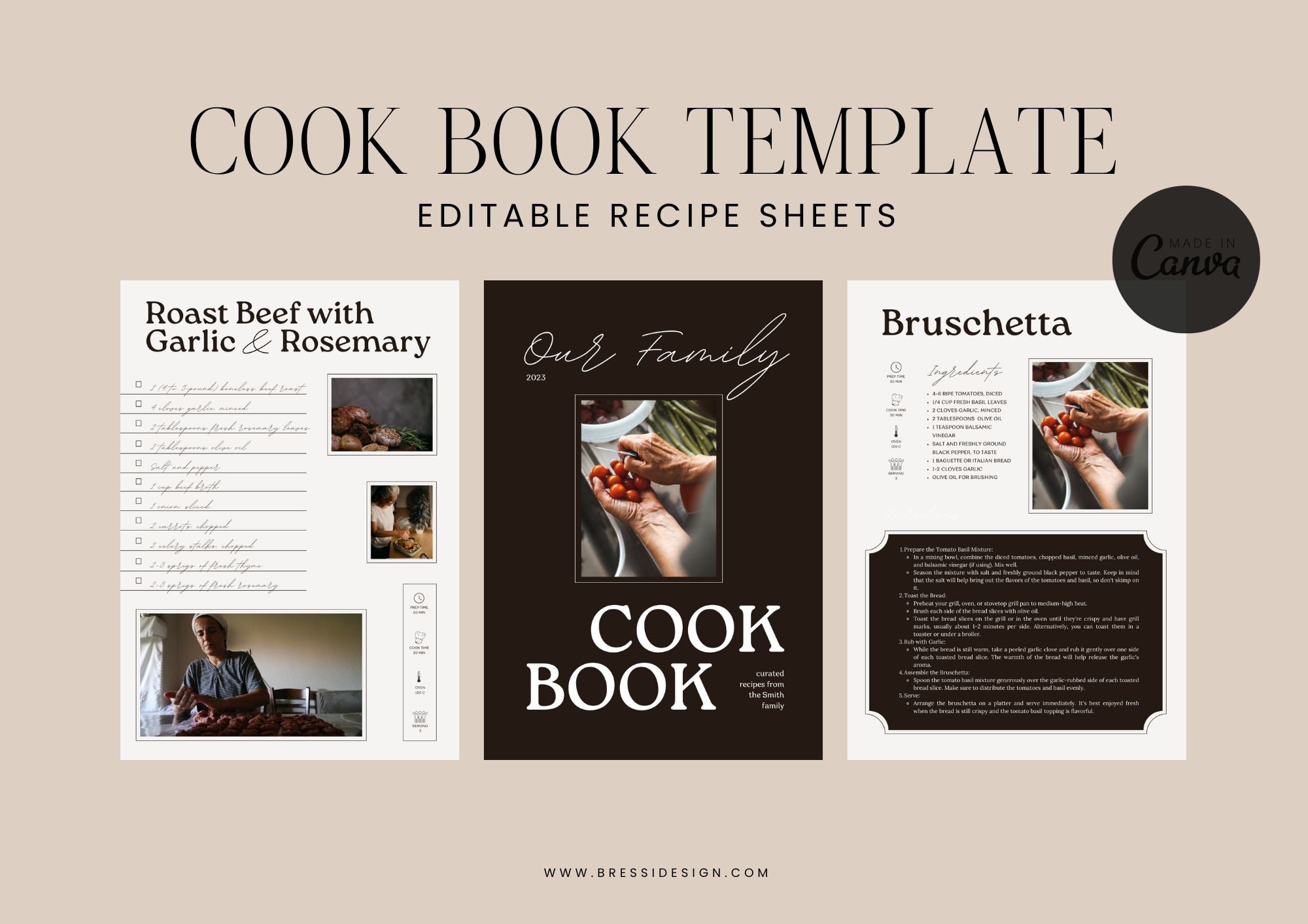 Editable Family Cookbook Template: Canva Recipe Binder (digital ...