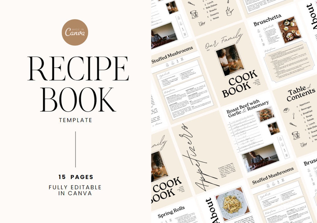Editable Family Cookbook Template: Canva Recipe Binder (digital ...