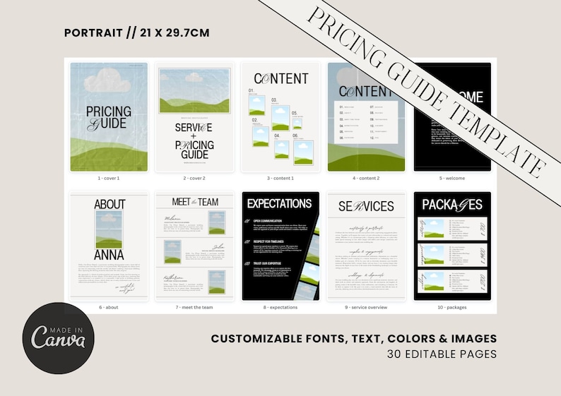 Canva Investment Template Price List Guide Canva Template Photography ...