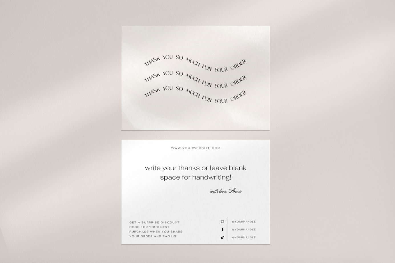 Elegant Thank You Card Template, Minimal Thank You Note, Editable ...