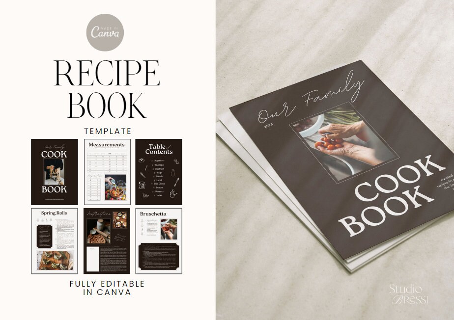 Family Recipe Book Template: Editable Cookbook (canva, Digital Download ...