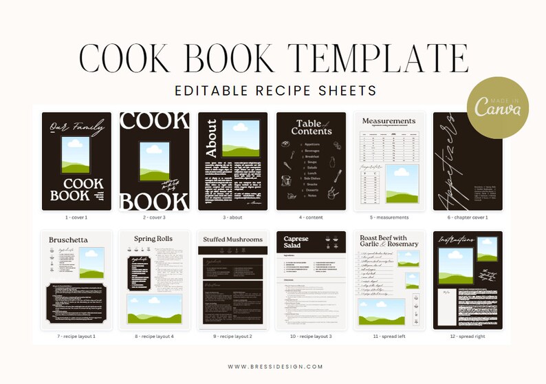 Family Recipe Book Template: Editable Cookbook (canva, Digital Download ...