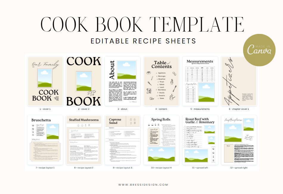 Cook Book Editable Template, Family Cookbook Template Canva, Recipe ...