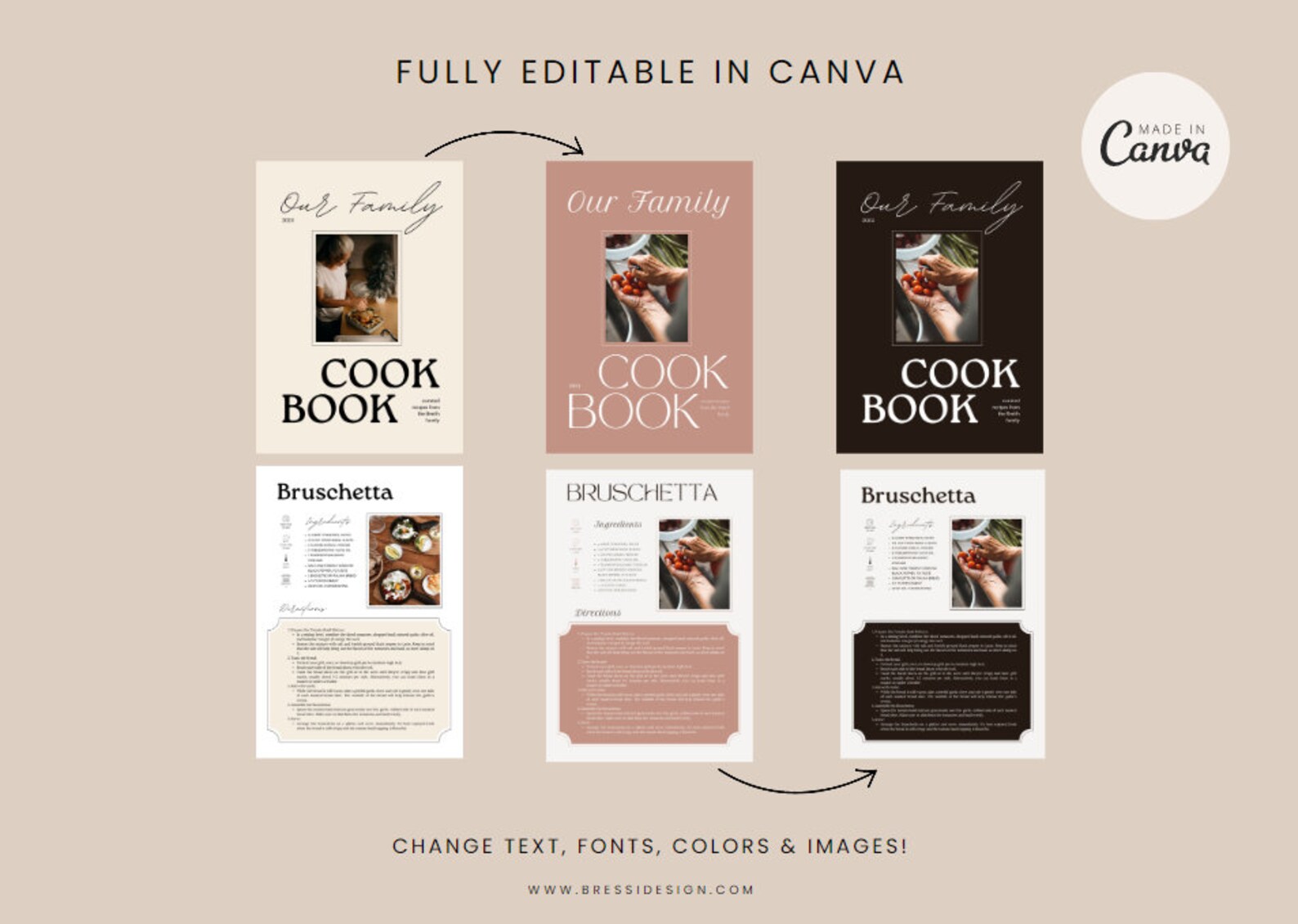 Editable Family Cookbook Template: Canva Recipe Binder (digital ...