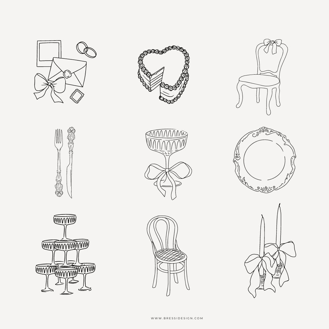 Hand-drawn Wedding Illustration Pack | SVG, PNG (personal Use) - Etsy