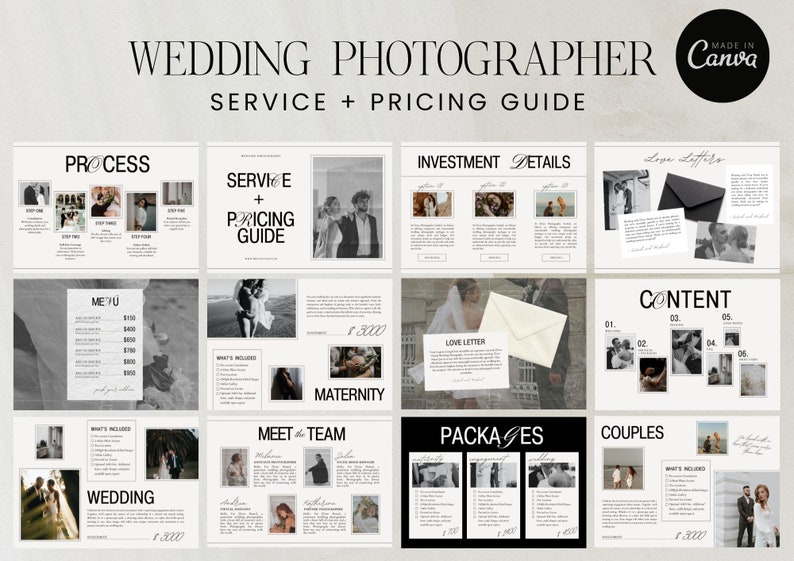 Canva Investment Template Price List Guide Canva Template Photography ...