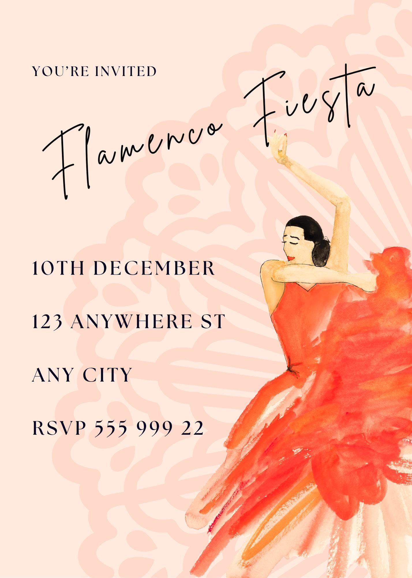 Flamenco Dancer Invitation Template Personalised Spanish Theme Party ...