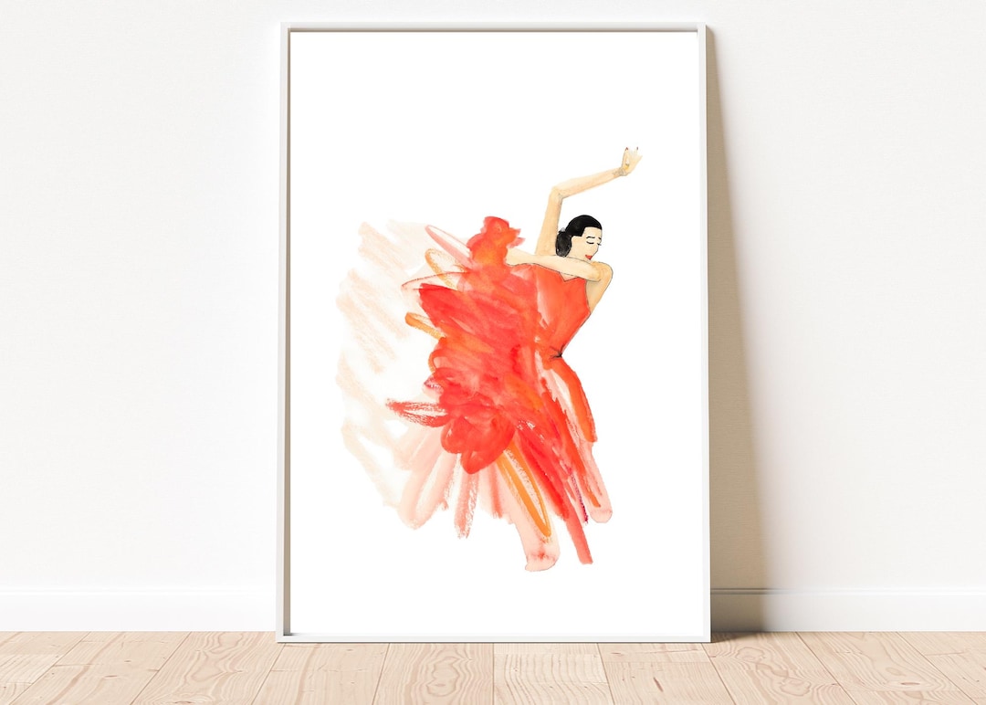 Flamenco Spanish Dancer Art Print Illustration Modern Watercolour Wall ...