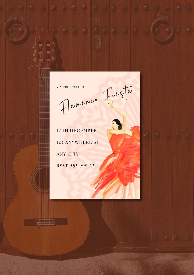 Flamenco Dancer Invitation Template Personalised Spanish Theme Party ...