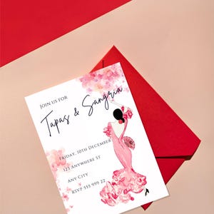 Flamenco Dancer Invitation Template | Hand Painted Spanish Fiesta ...