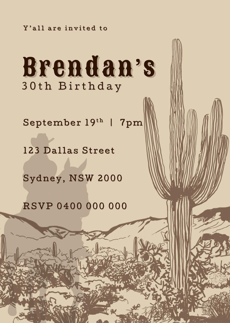 Country Western Party Invitation: Editable Cowboy Rodeo Theme (digital ...