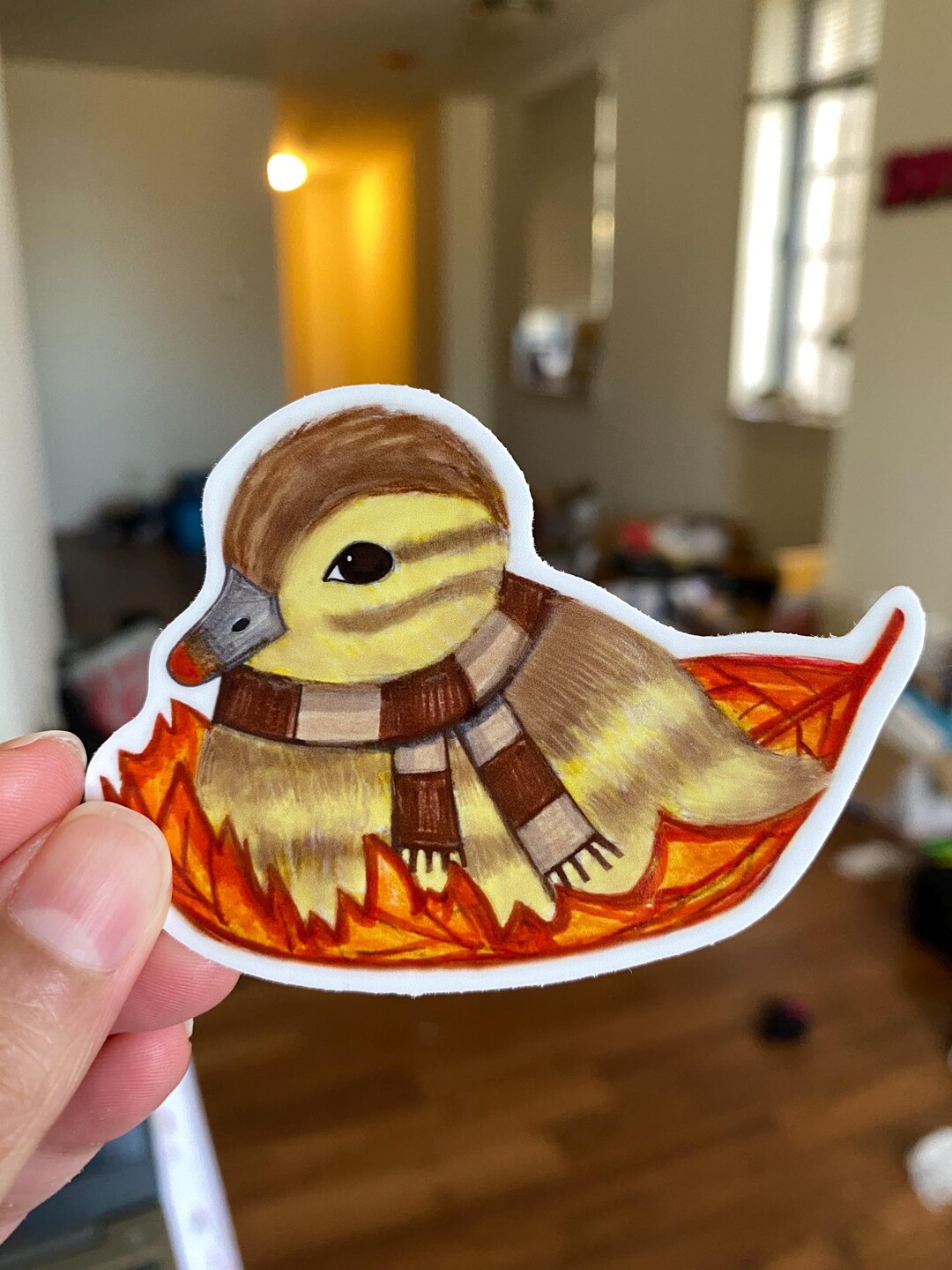 Adorable Baby Mandarin Duck on Leaf Boat Stickers - Etsy