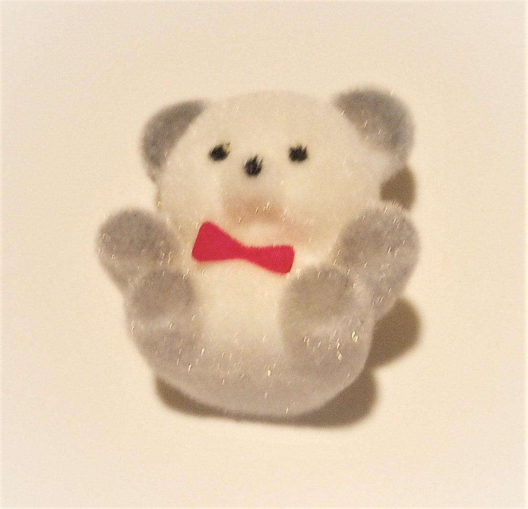 12 Miniature Flocked Teddy Bears - Etsy