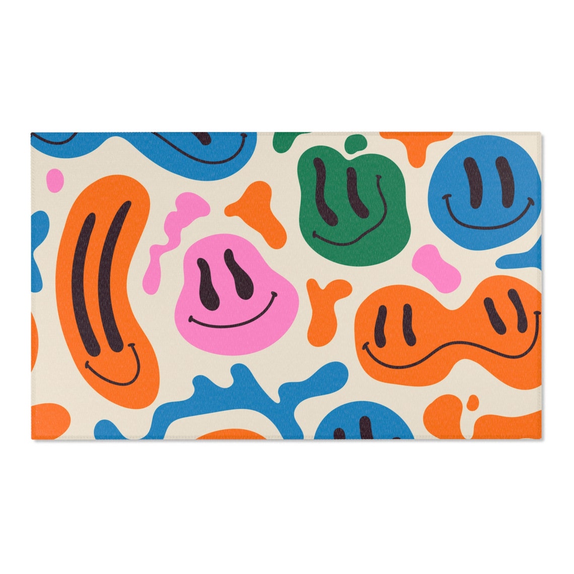 Smiley Face Trippy Area Rug, 70's Rug, Groovy Home Decor, Retro Home ...