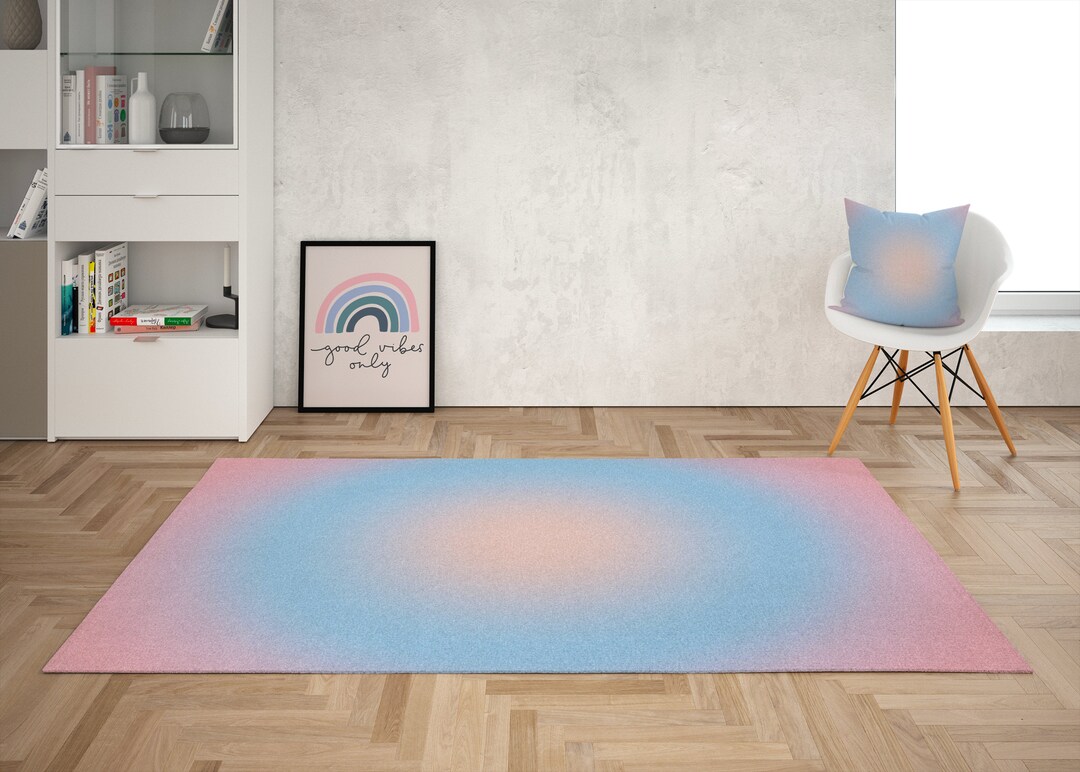 Pastel Abstract Gradient Rug, Maximalist Rug, Vintage Rug, Retro Rug ...