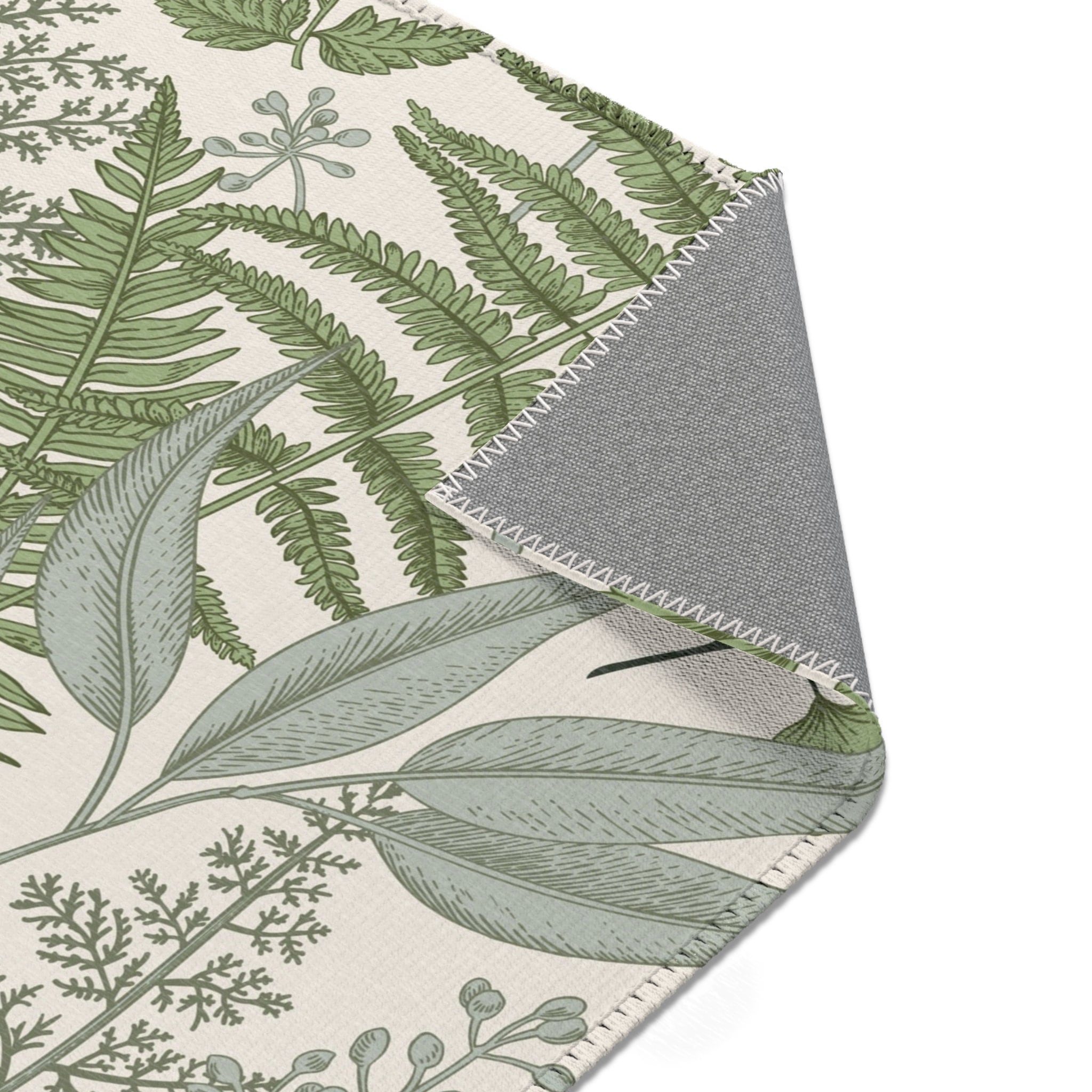 Vintage Fern Area Rug, Floral Botanical Rug, Cottage Room Decor ...