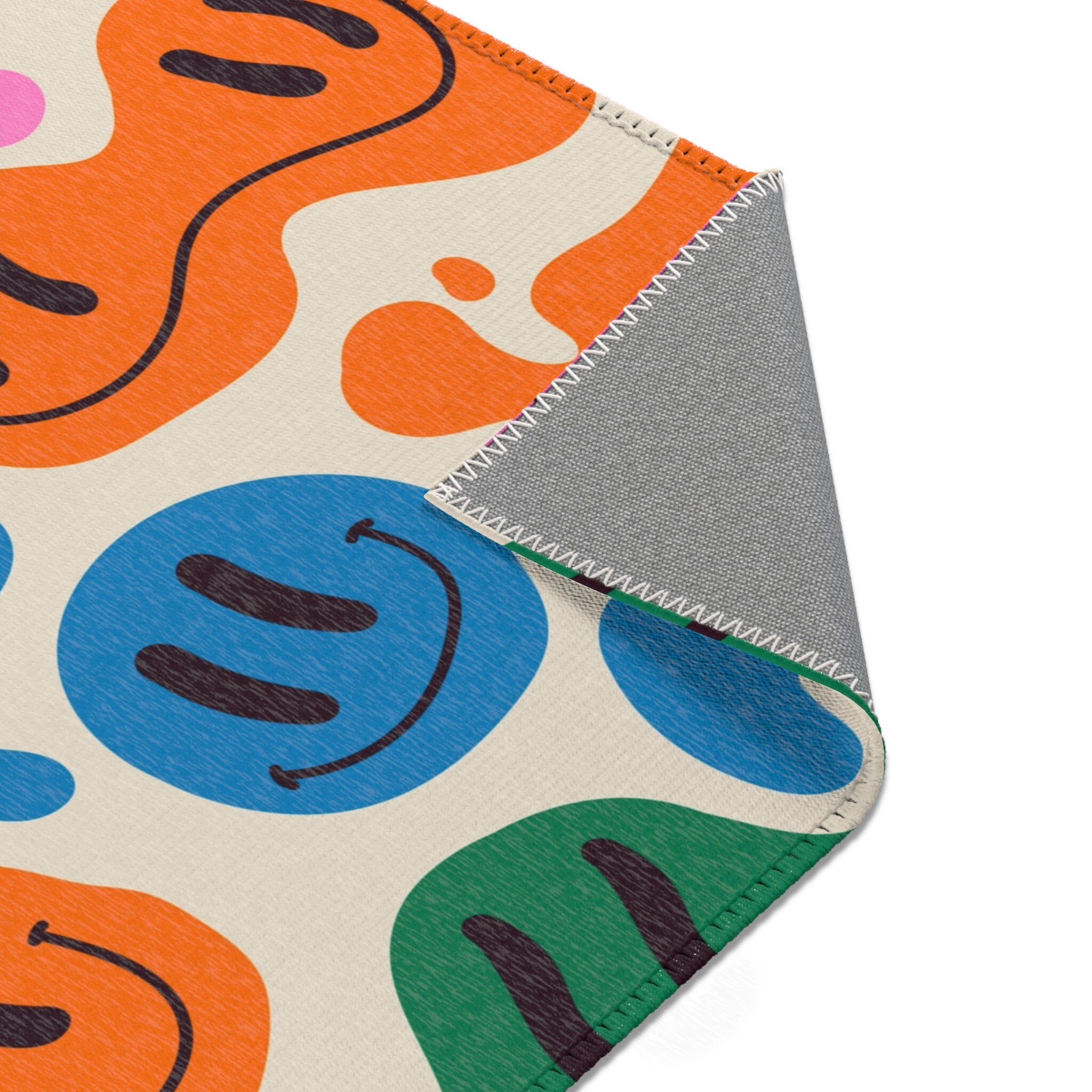 Smiley Face Trippy Area Rug, 70's Rug, Groovy Home Decor, Retro Home ...