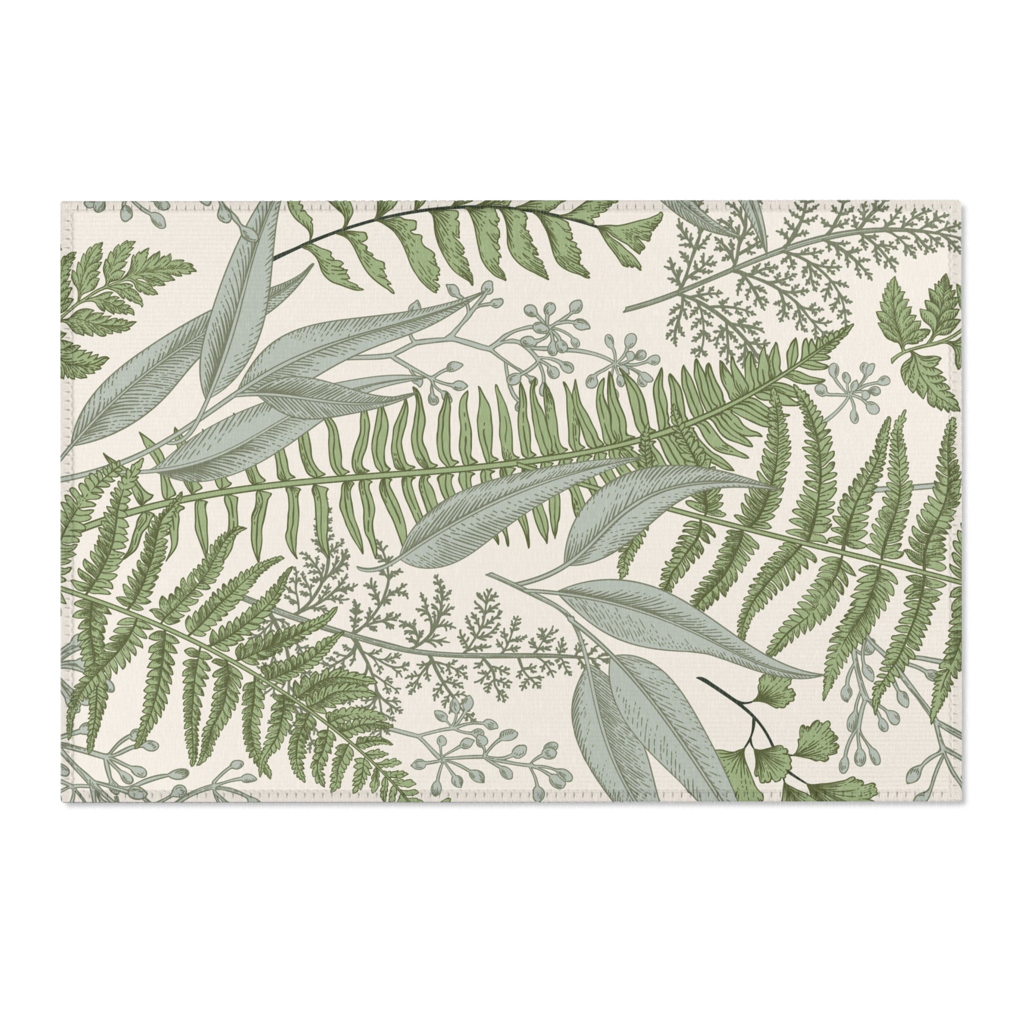 Vintage Fern Area Rug, Floral Botanical Rug, Cottage Room Decor ...