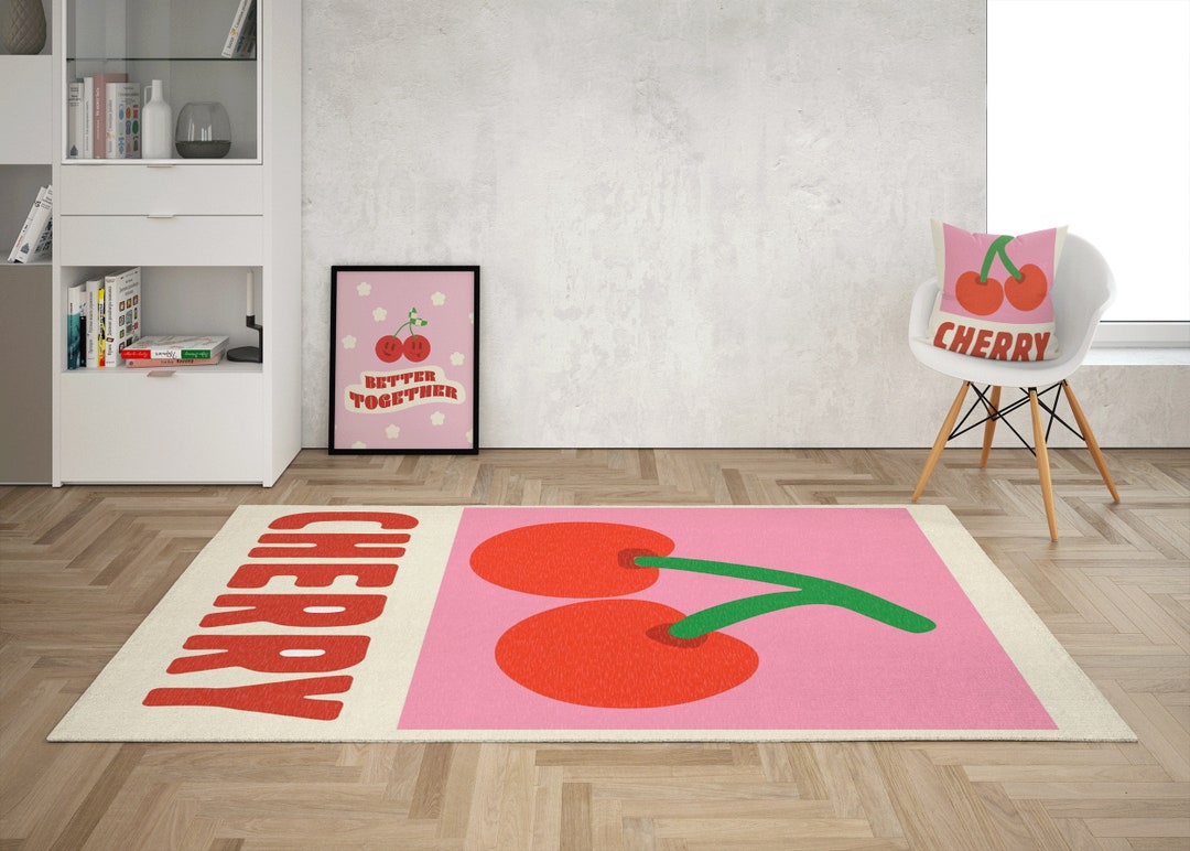 Retro Cherry Rug, Retro Art, Vintage Rug, Groovy Rug, Pop Art, Rug ...