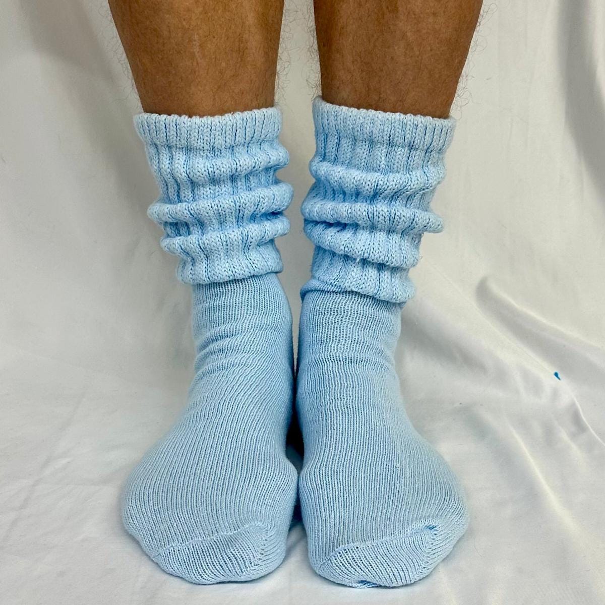 ULTIMATE XL Foot Shorter Cotton Slouch Sock - ( Blue ) USA Knitted 10 ...
