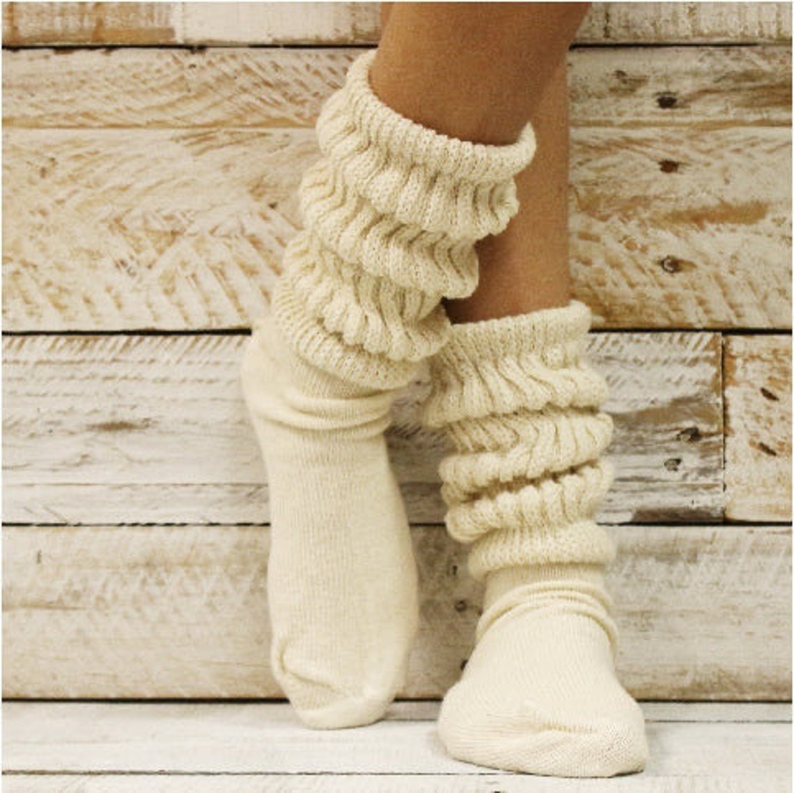 ULTIMATE Chunky Thick Beige Cotton Slouch Socks Men's , LARGER Fit 10 ...