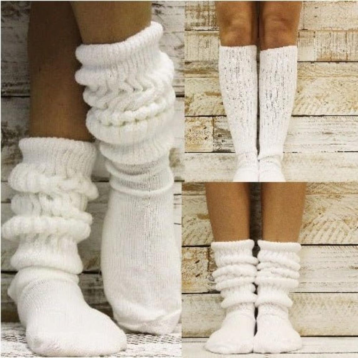 ULTIMATE Cotton Thick Chunky Scrunchy WHITE Comfy Lounge Socks ...