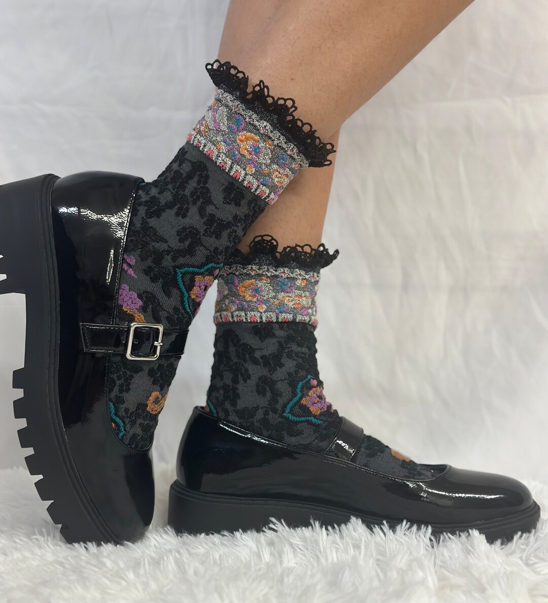 Hello Birdy! Knit Lace Top Crew Sock - Eye Candy Sock Women, Fun Girly ...