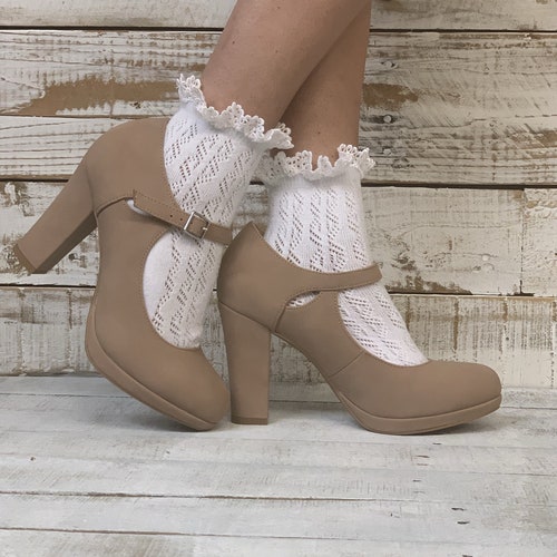 BOBBY Lace Cuff Ankle Socks White USA MADE Lace Socks - Etsy