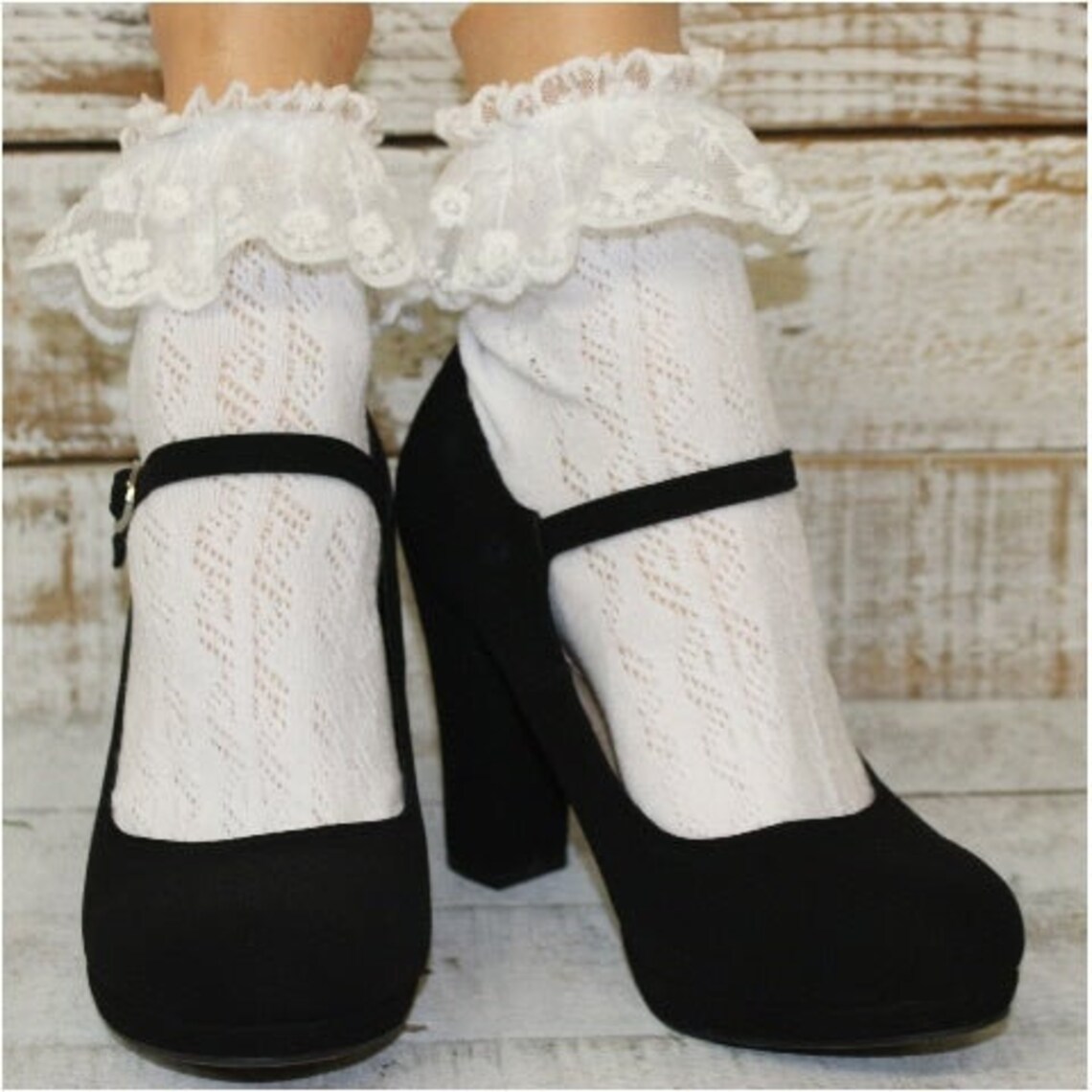 RUFFLES Crochet Lace Ankle Socks White Trendy Cute Lace - Etsy