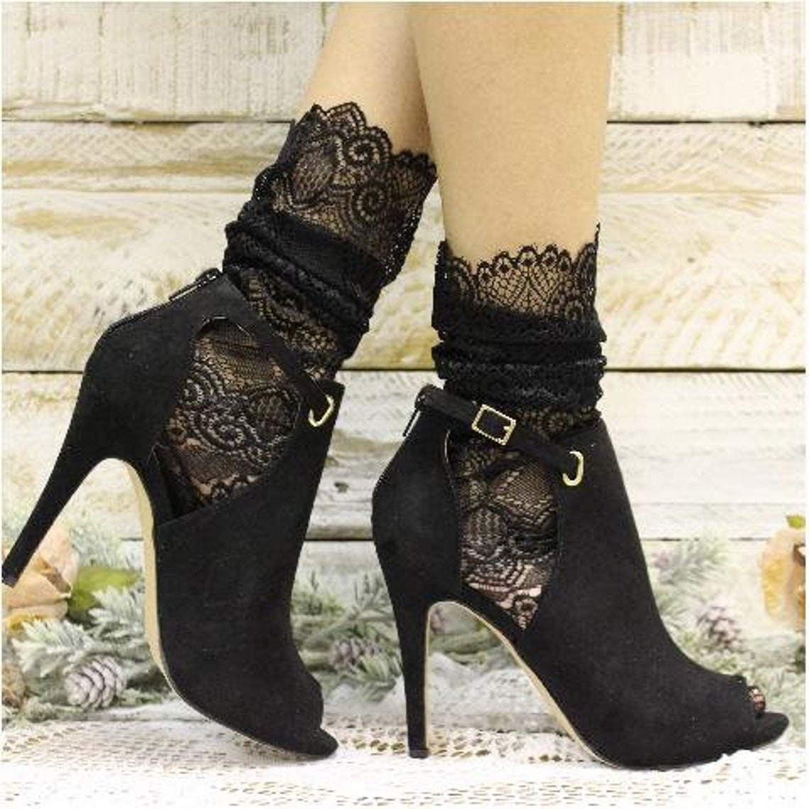 Allover Black Lace Sock for Women Pretty Lace Ankle Socks - Etsy