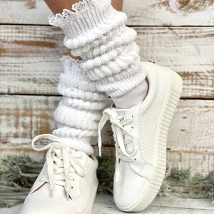 ULTIMATE Scrunchy LACE Topped Thick Cotton Slouch Socks - WHITE, Best ...