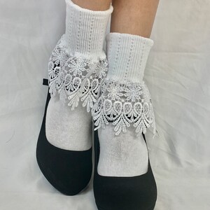 SIGNATURE Lace Cuff Socks - White USA MADE, Lace Socks Baby Doll, Girly ...