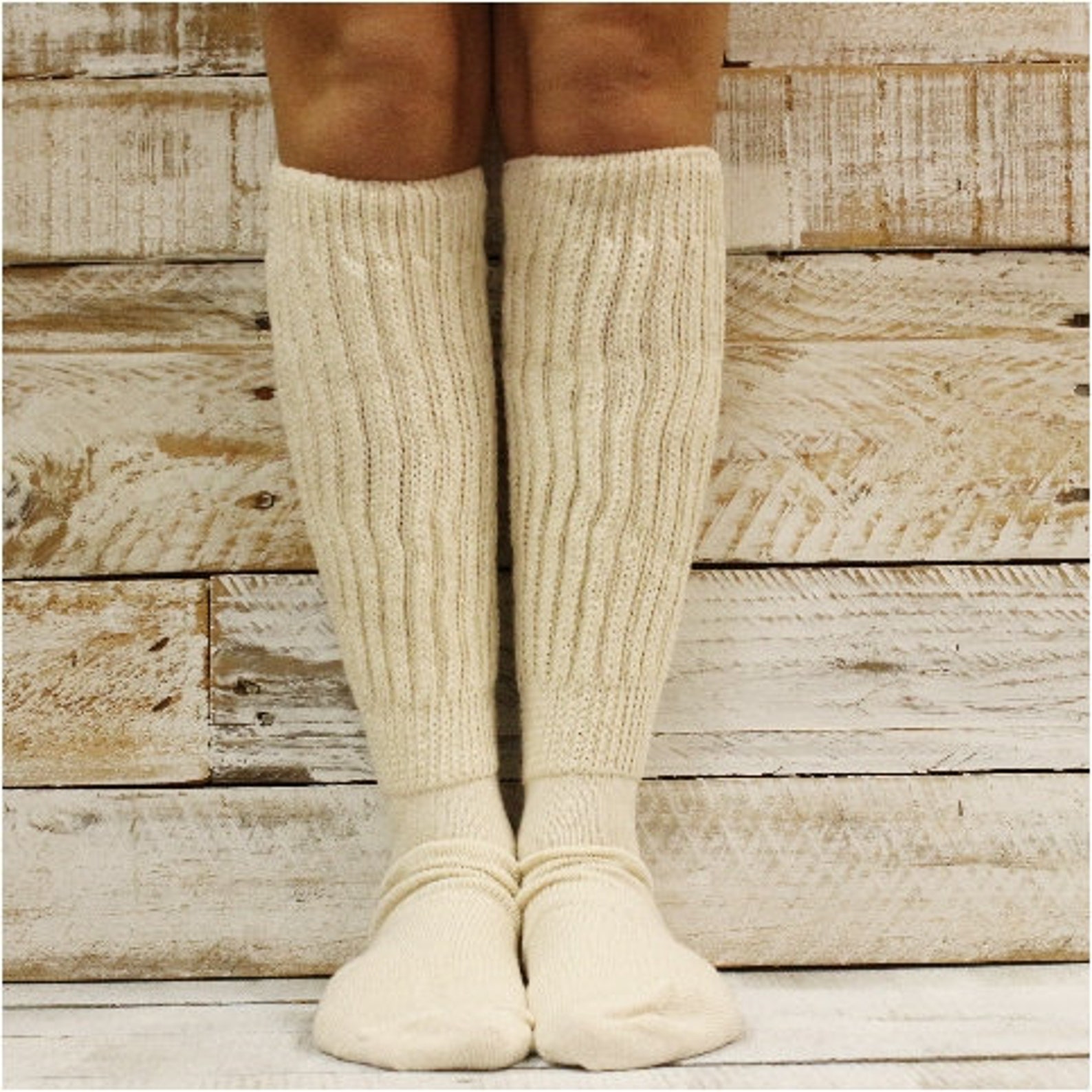 ULTIMATE Chunky Thick Beige Cotton Slouch Socks Men's , LARGER Fit 10 ...
