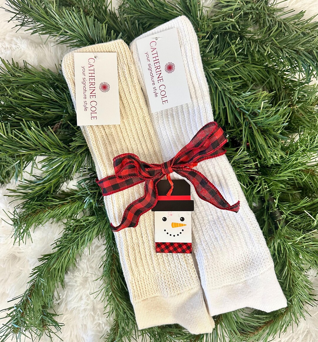 Christmas Holiday Gift Set 2 Pair Sock Bundle ULTIMATE Cotton Scrunchy ...