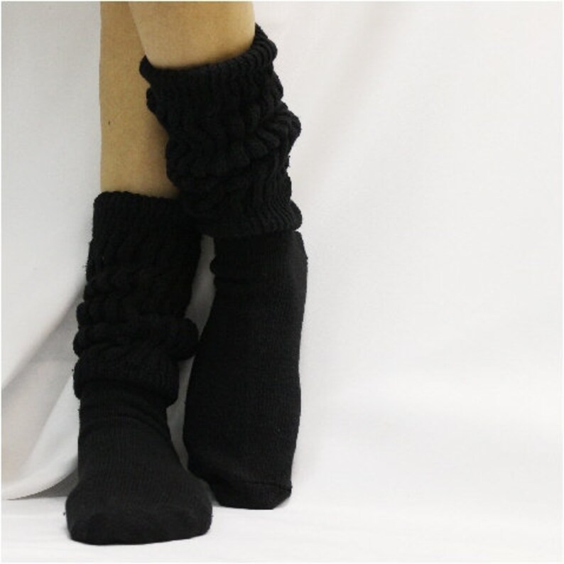 ULTIMATE Super Thick Cotton BLACK Slouch Socks for Women and Women ...