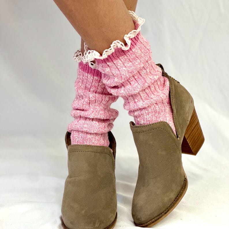 MARLED Cotton Short Lace Boot Socks - Pink, Cute Ankle Socks for Boots ...