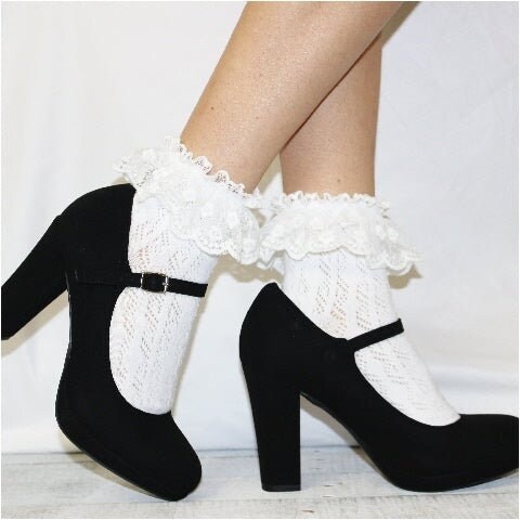 RUFFLES Crochet Lace Ankle Socks White Trendy Cute Lace - Etsy