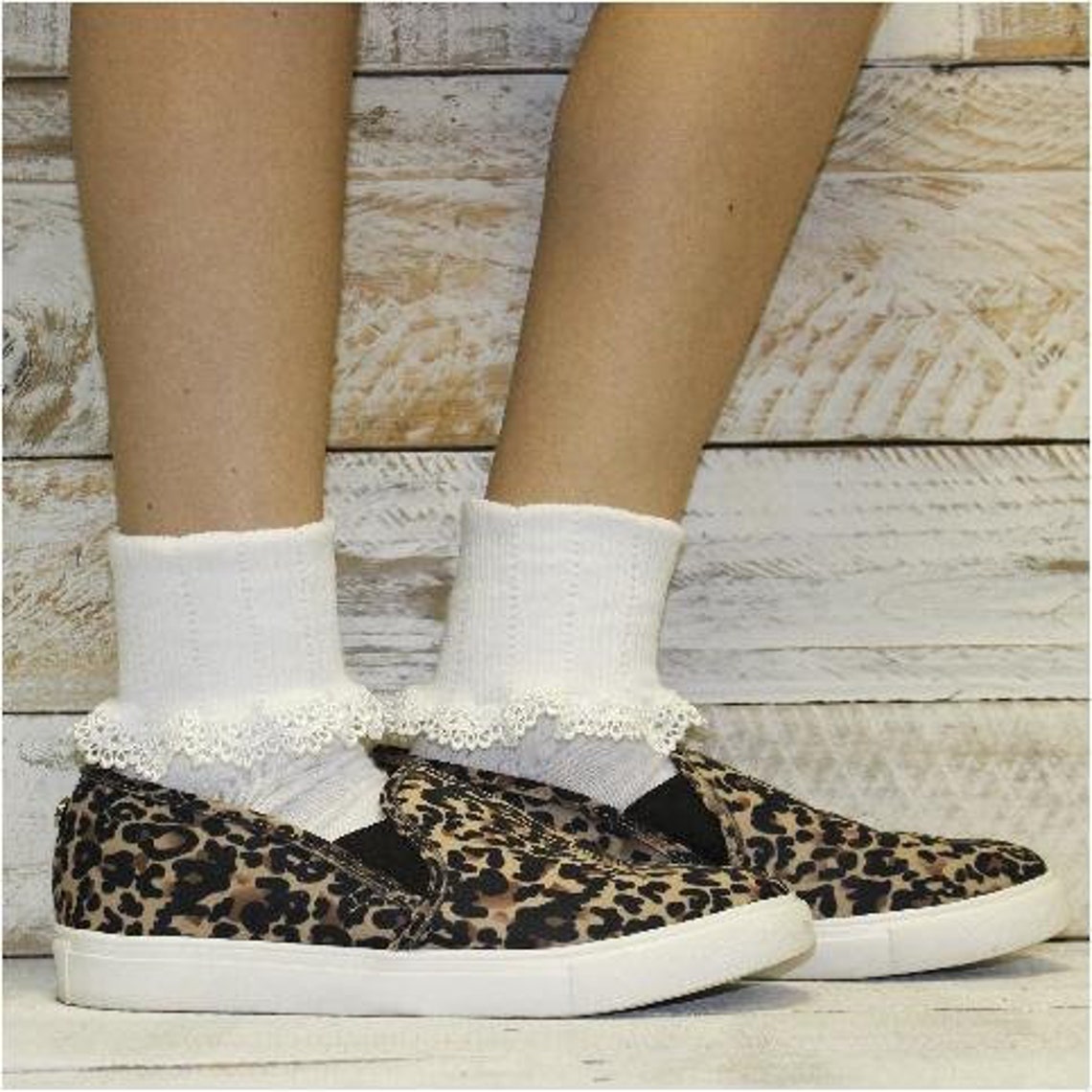 BOBBY Lace Cuff Ankle Socks - White USA MADE, Lace Socks Booties, Women ...