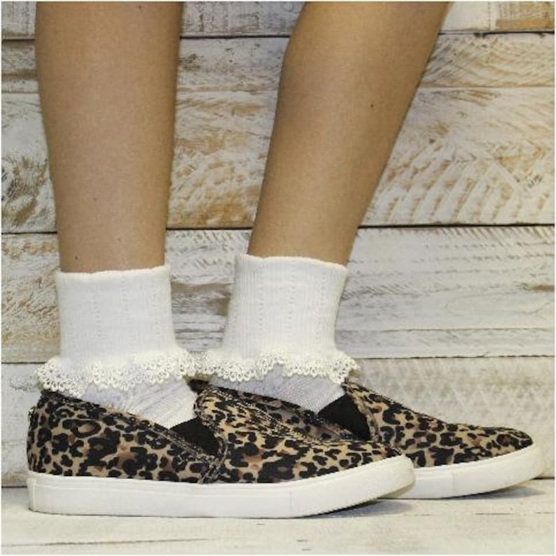 BOBBY Lace Cuff Ankle Socks - White USA MADE, Lace Socks Booties, Women ...