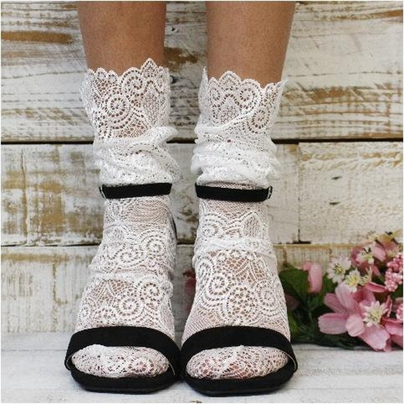 Allover WHITE Lace Sock for Women Pretty Lace Ankle Socks - Etsy