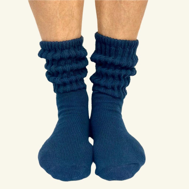 ULTIMATE XL Foot Shorter Cotton Slouch Sock - ( Blue ) USA Knitted 10 ...