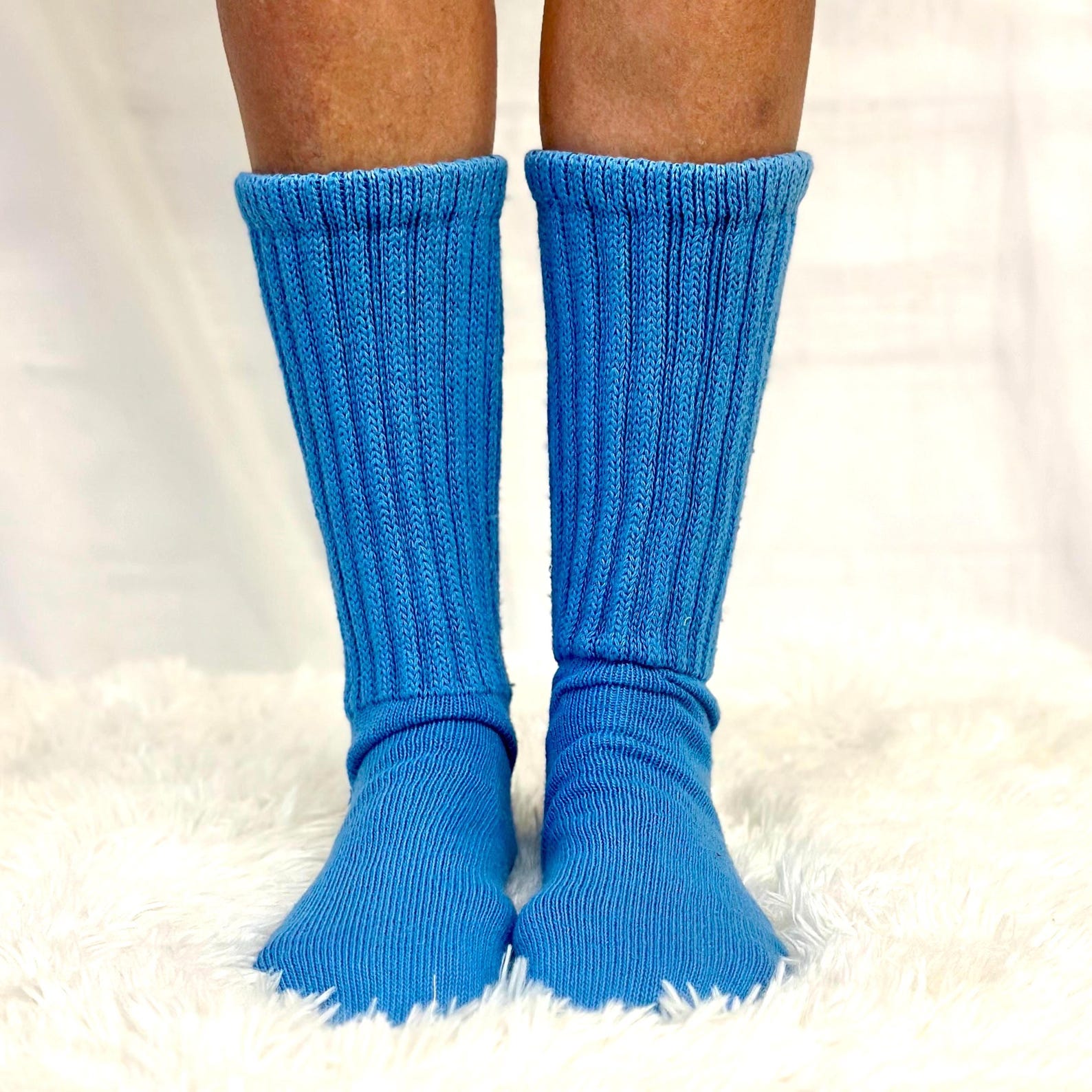 ULTIMATE XL Foot Shorter Cotton Slouch Sock - ( Blue ) USA Knitted 10 ...