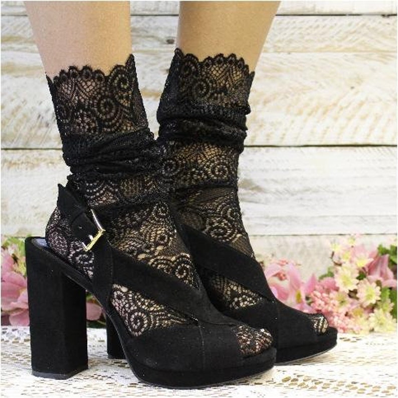 Allover Black Lace Sock for Women Pretty Lace Ankle Socks | Etsy