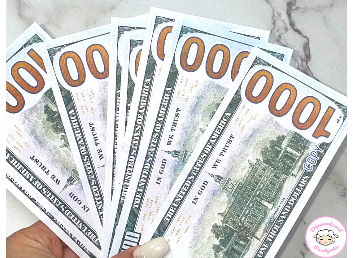 1k SINKING FUND PLACEHOLDER 1000 1k Money Slips Set of 10 | Etsy
