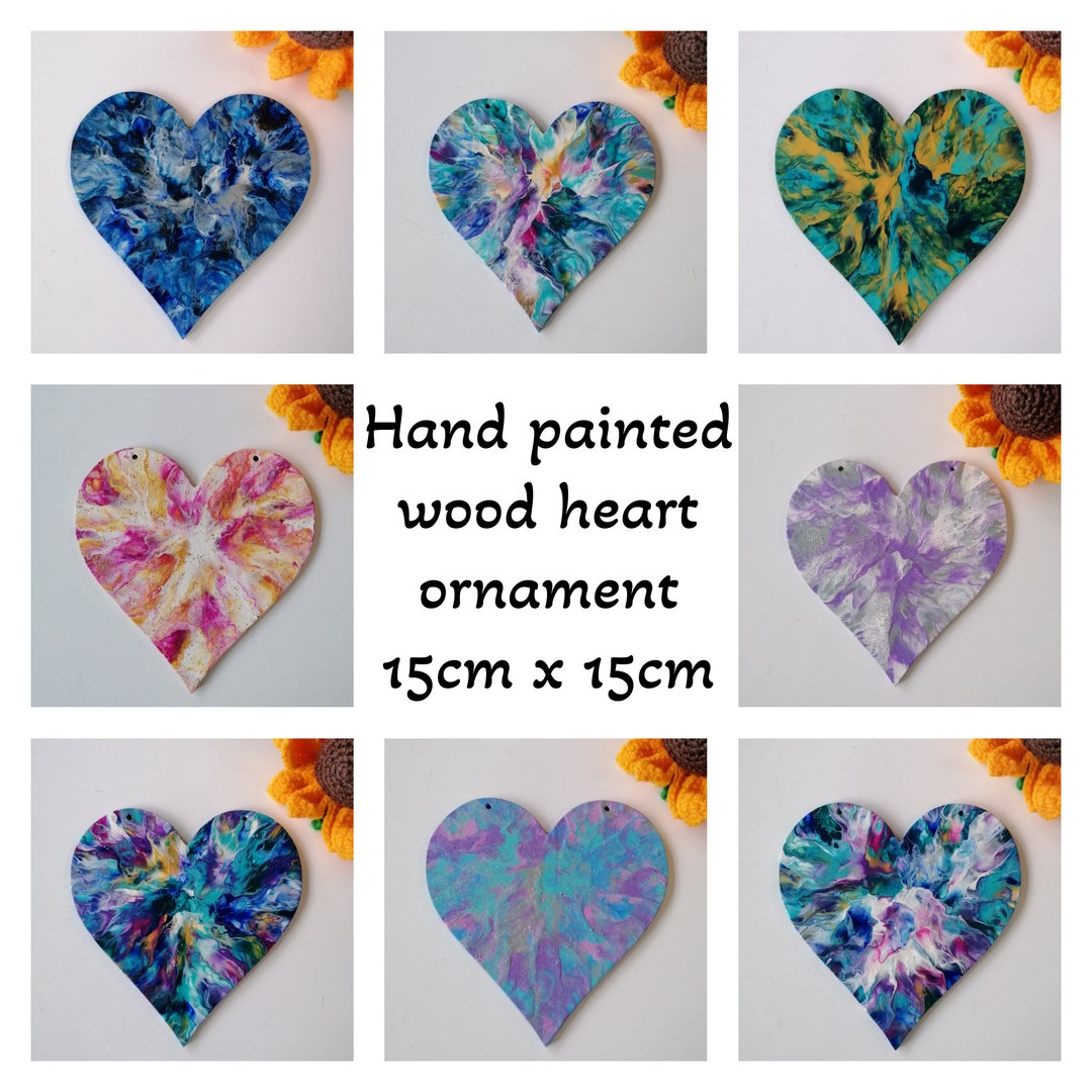 Hand Painted Wooden Heart (15cm) Custom Made With Your Choice of ...