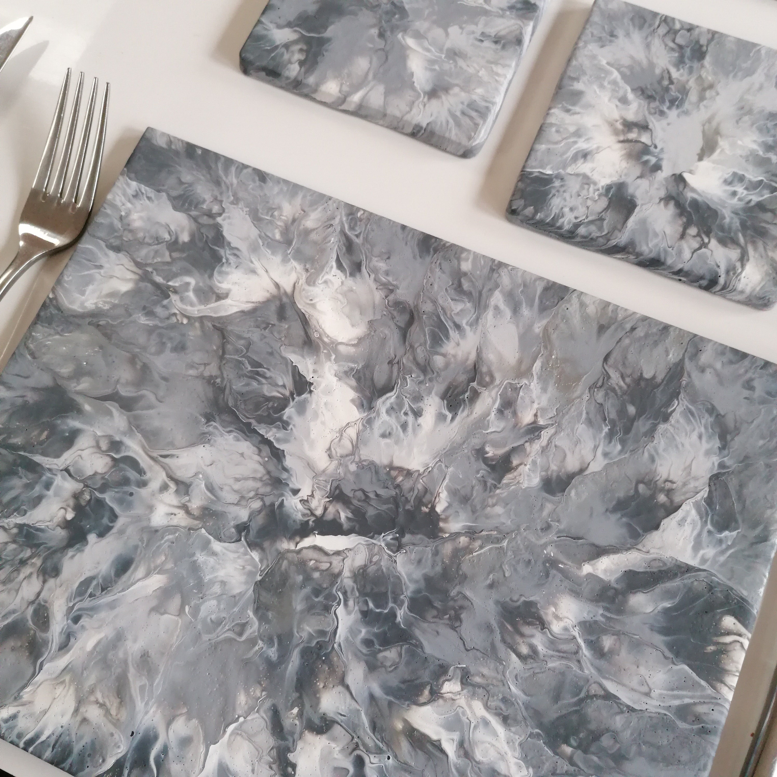 Grey Ceramic Placemats & Coasters Hand Painted to Your Choice - Etsy UK